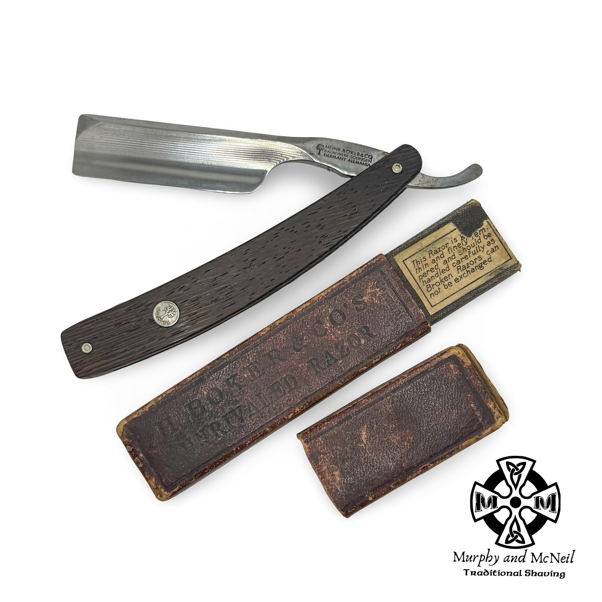 Boker "The Celebrated" Straight Razor (6/8 with Wenge Wood Scales) (Pr