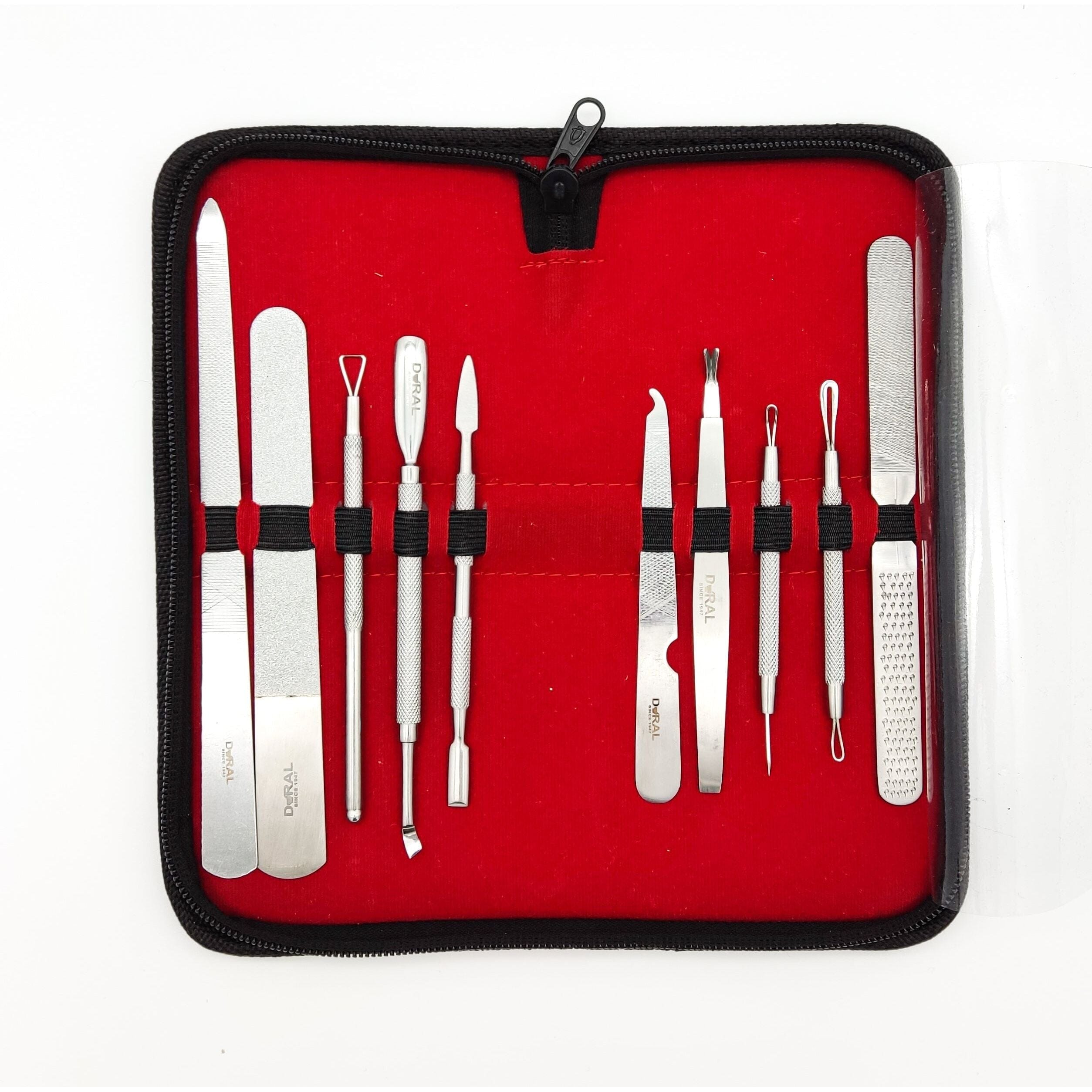 Dural Manicure/ Pedicure/Facial Complete Kit with Leather Case Stainle