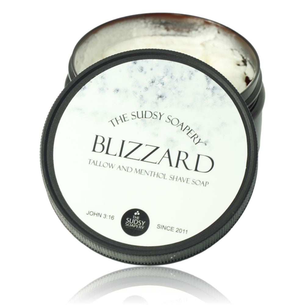 Blizzard Tallow Shaving Soap with Honey, Organic Aloe Leaf and Menthol