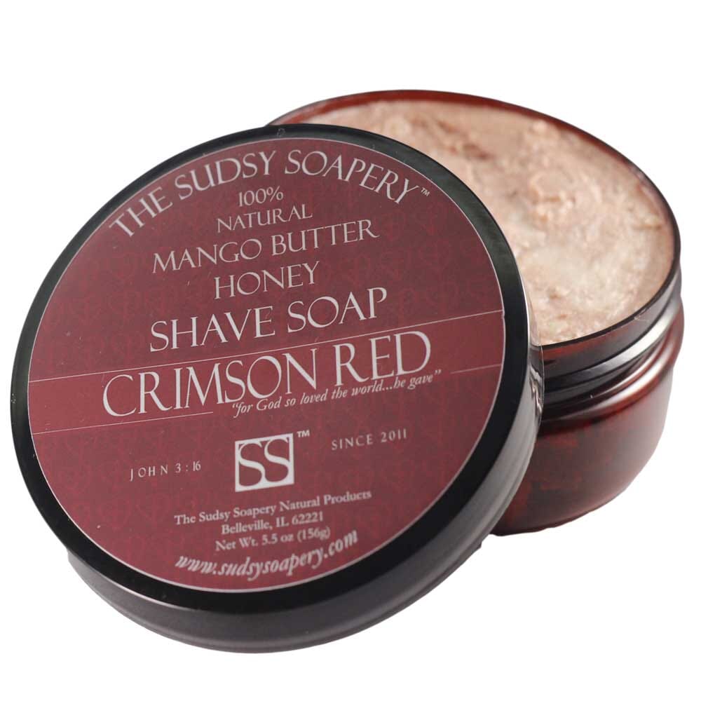 Mango Butter Shave Soap for Shaving, Crimson Red™ with Honey and Rose