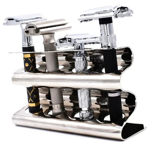 Parker Deluxe Chrome Razor Stand - Holds 4 Double Edge Razors