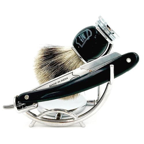 Low Profile Razor and Brush Stand (Chrome) for both Safety & Straight