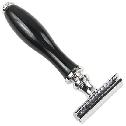 3 Piece Safety Razor with Black Resin Handle (111B) - by Parker