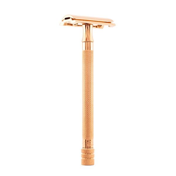 Double Edge Safety Razor, Straight Cut, Double Extra Long Handle, Gold